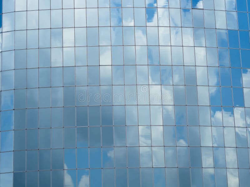 Blue Sky with Clouds Reflected in Glass Windows of Skyscraper Stock ...