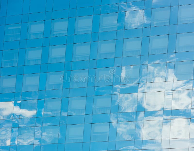 Blue Sky and Clouds Reflected in Office Building Stock Image - Image of ...