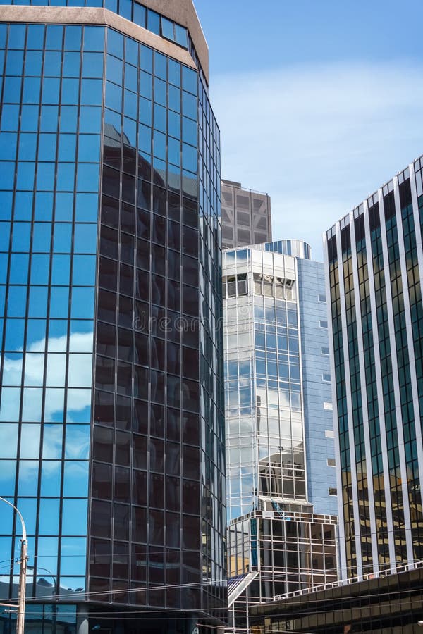 Blue Sky and Clouds Reflecting on a Building Stock Photo - Image of ...