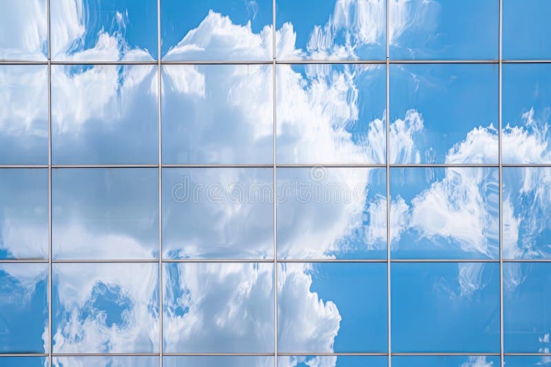 A Blue Sky with Clouds and a Reflection of the Clouds in the Window ...