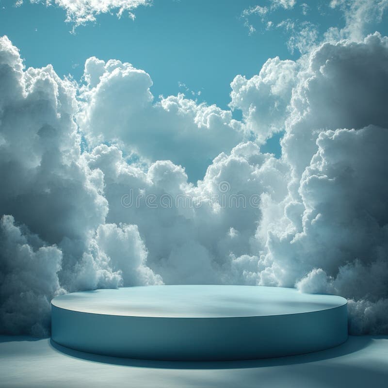 A Blue Sky with Clouds and a Round Blue Structure in the Middle Stock ...