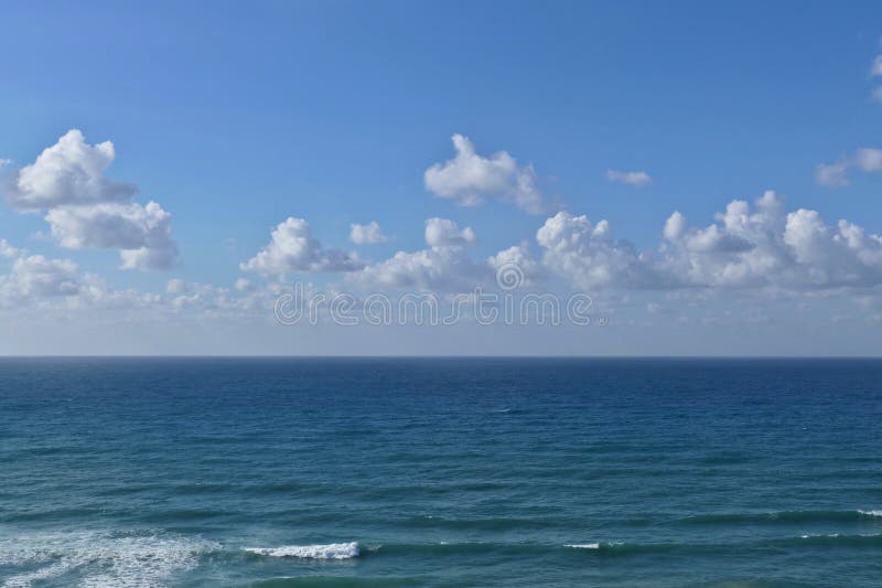 Blue Sky with Clouds and Sea Waves on the Beach. Stock Image - Image of ...