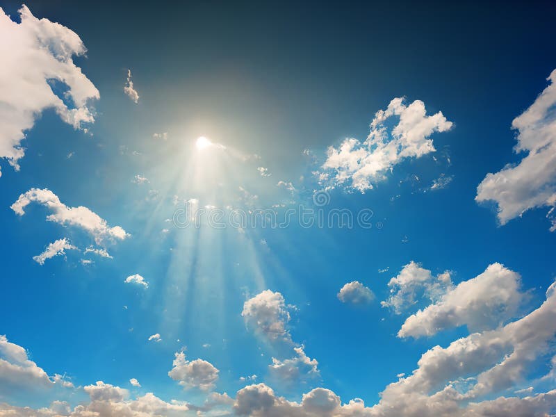 Blue Sky with Clouds and Sun Stock Photo - Image of ozone, freedom ...
