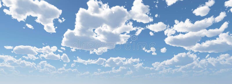 Blue Sky with Clouds and Sun. 3d Render Illustration Stock Illustration ...