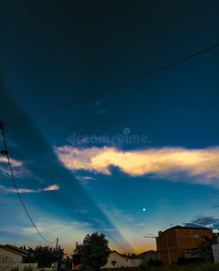 Blue Sky and Clouds when the Sun Goes Down Stock Photo - Image of ...