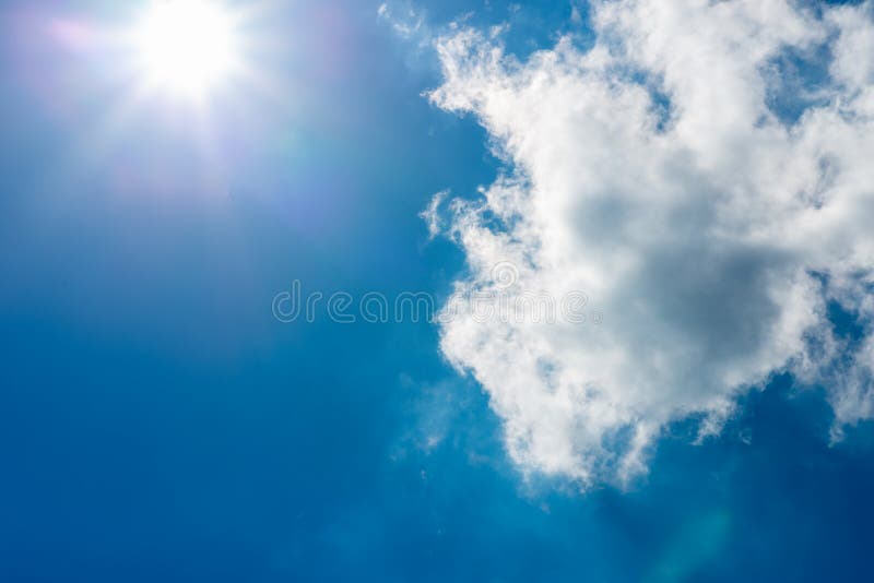 Blue Sky with Clouds and Sun Nice Outdoor Sunny Day Background Stock ...