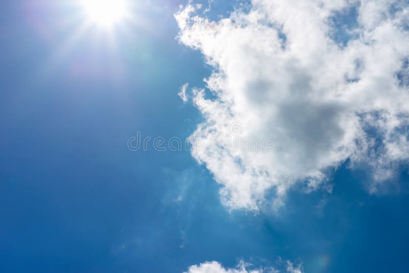 Blue Sky with Clouds and Sun Nice Outdoor Sunny Day Background Stock ...