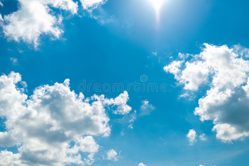 Blue Sky with Clouds and Sun Nice Outdoor Sunny Day Background Stock ...