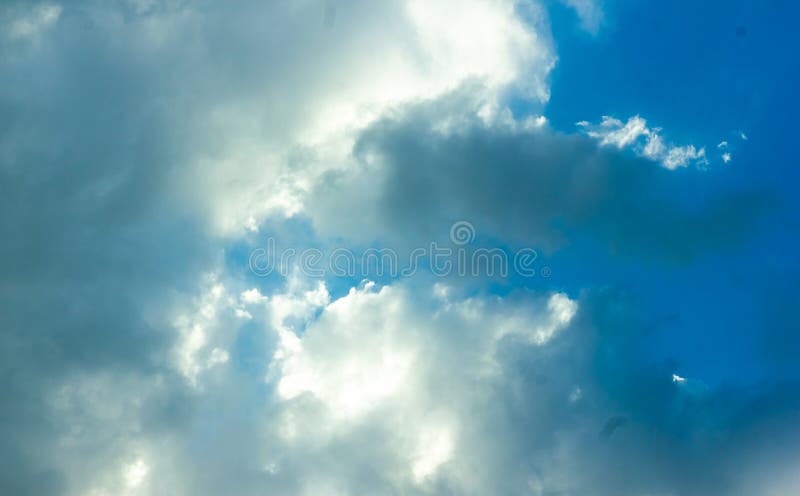 Blue Sky with Clouds, Sun Rays and Clouds Stock Photo - Image of cloudy ...