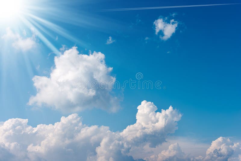 Blue Sky with Clouds and Sun Rays Stock Image - Image of daylight ...