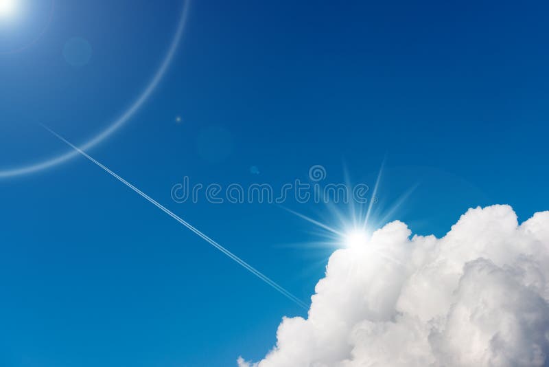 Blue Sky with Clouds and Sun Rays Stock Photo - Image of burst, rays ...
