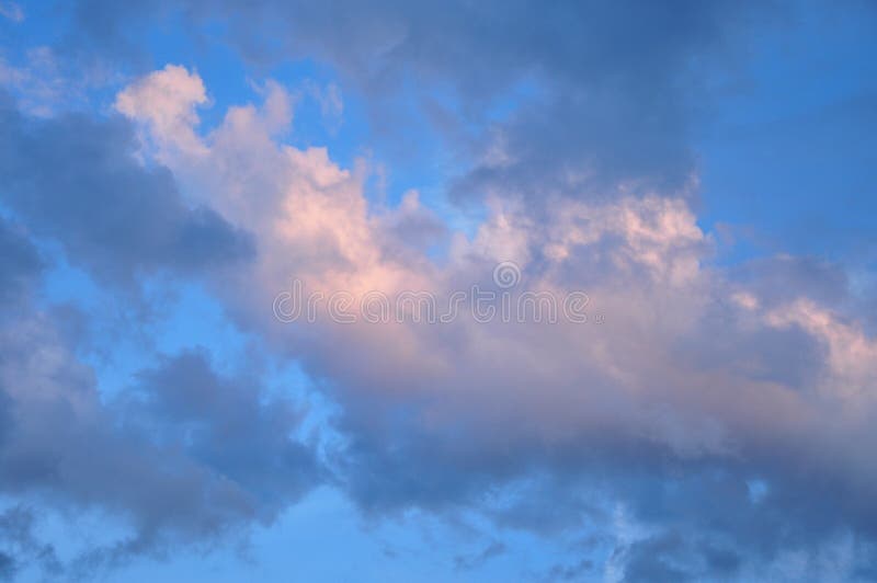 Blue Sky with Clouds in Sunset Colours Stock Photo - Image of sunlight ...