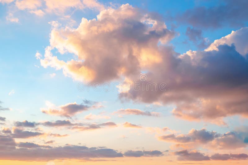 Blue Sky with Clouds and Sunset Lighting. Natural Cloud Landscape ...