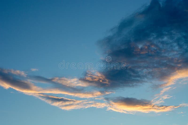 Blue Sky with Clouds and Sunset Light Stock Photo - Image of sunrise ...
