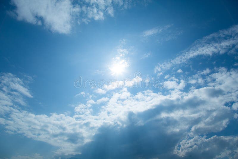 Blue Sky Clouds on Sunshine Day Stock Image - Image of high, beauty ...