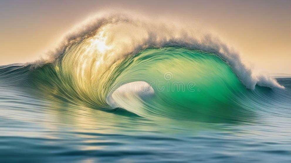 Blue Sky and Clouds a Water Wave in the Shape of a Curve, Showing the ...