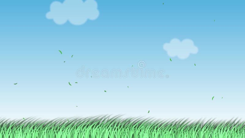 Blue Sky with Clouds and Windy Grass Field Animated Background Stock ...