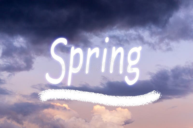 Blue Sky with Clouds and Words, Spring Springtime. Spring Background ...