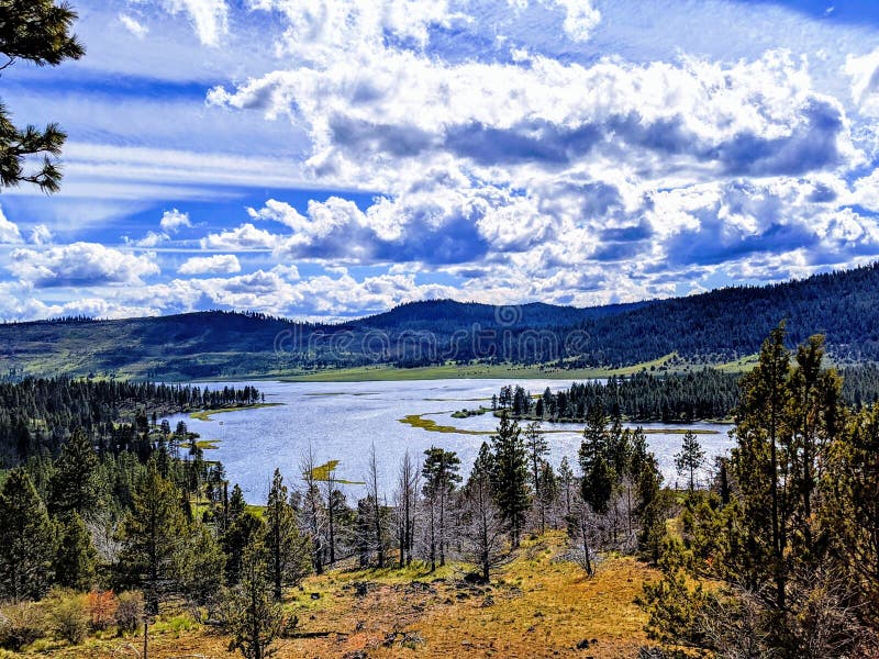 Blue Sky Cloudy Dog Lake, Lake County Oregon Stock Image - Image of ...
