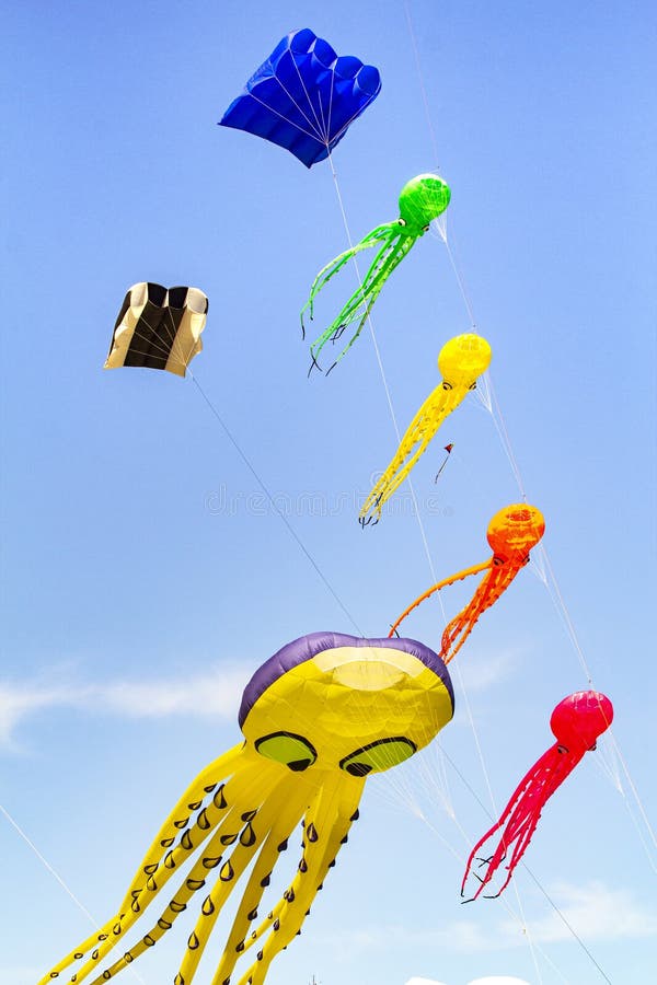Blue Sky with Colorful Kites with Animal Shape Editorial Image - Image ...