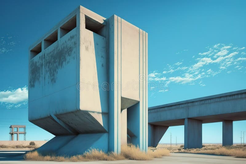Blue Sky and Concrete Structures Stock Illustration - Illustration of ...