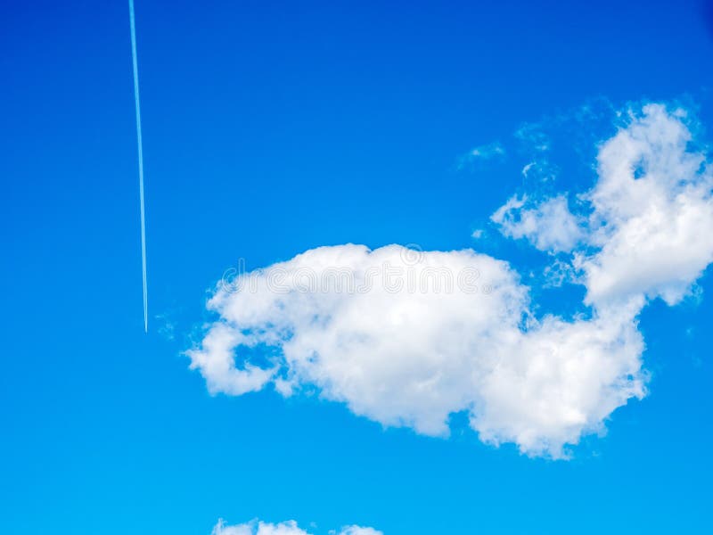 Blue sky with contrail stock image. Image of cloud, airplane - 91728485