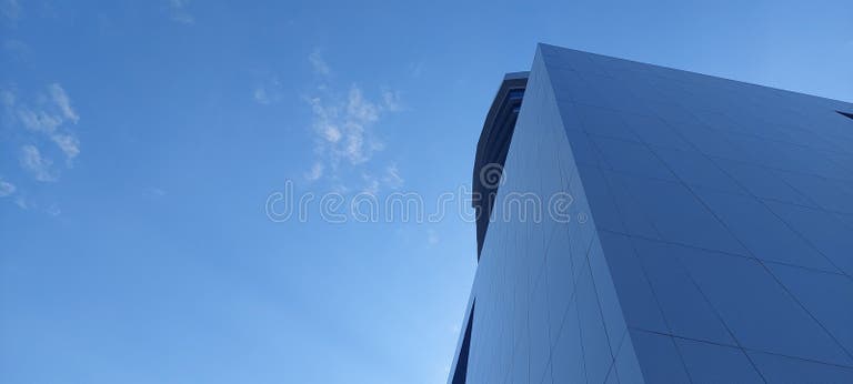 Blue Sky and the Corner of the Building from the Bottom Angle Stock ...