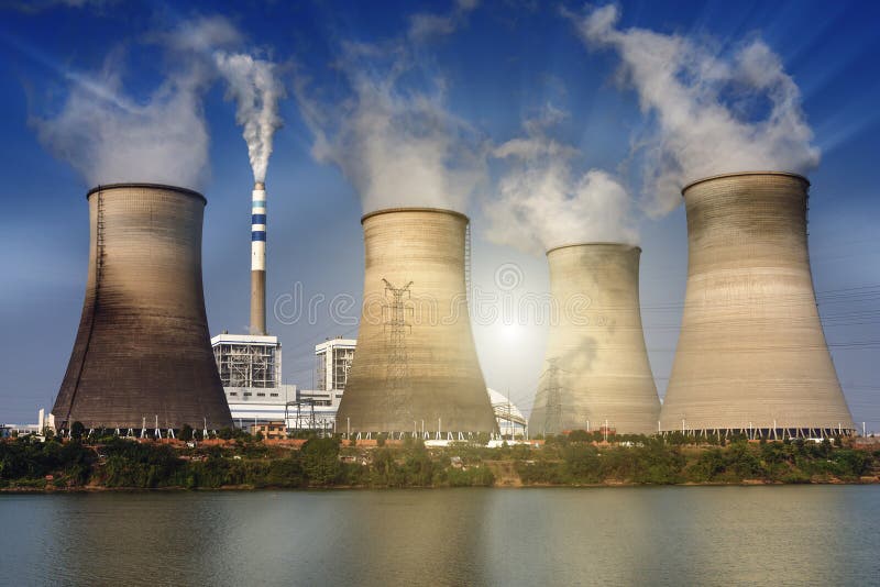 Blue Sky Distributed Power Plant`s Cooling Tower Stock Photo - Image of ...