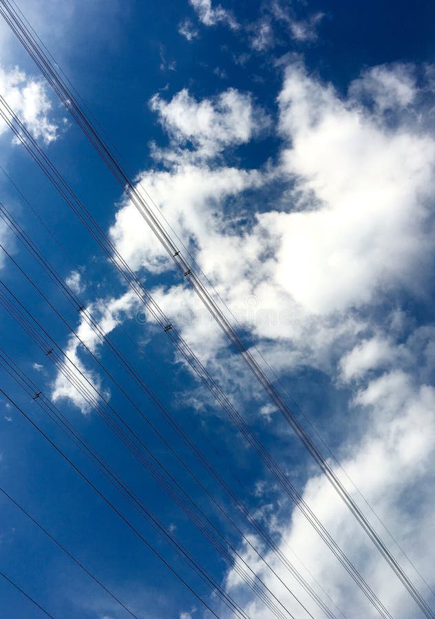 Blue Sky with Electric Lines Stock Photo - Image of blue, lines: 145910324