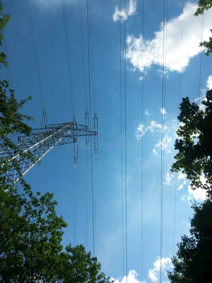 High Voltage cable pylon stock image. Image of clouds - 120046777