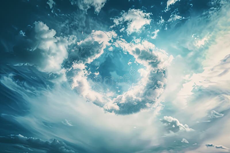 Circular Cloud Formation in Blue Sky Stock Illustration - Illustration ...
