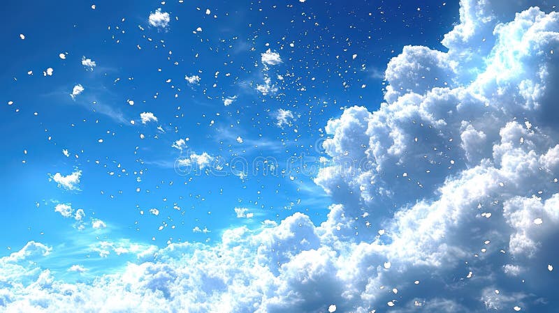 Blue Sky, Fluffy Clouds, Falling Particles Stock Image - Image of infinity, clouds: 388844487