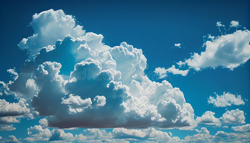 Blue Sky, Fluffy Clouds, Nature Vibrant Beauty ,generative AI Stock ...