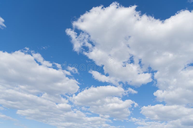 Blue Sky with Fluffy White Clouds on a Sunny Summer Day. Cloudscape ...