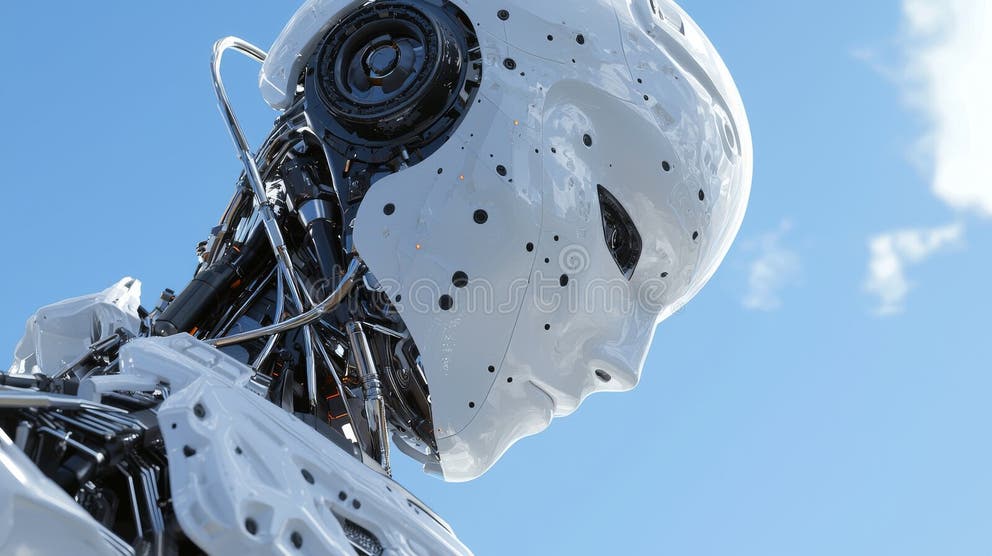 This Blue Sky is Framed by a Robot with a Computer Brain, Shown Against ...