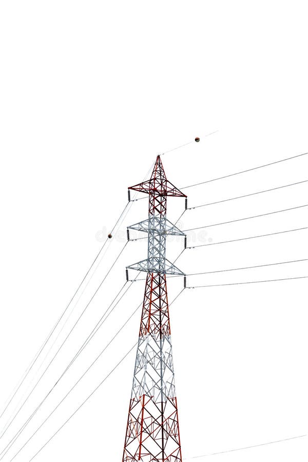Blue Sky Frames a Steel High Voltage Power Line Tower Stock Image ...