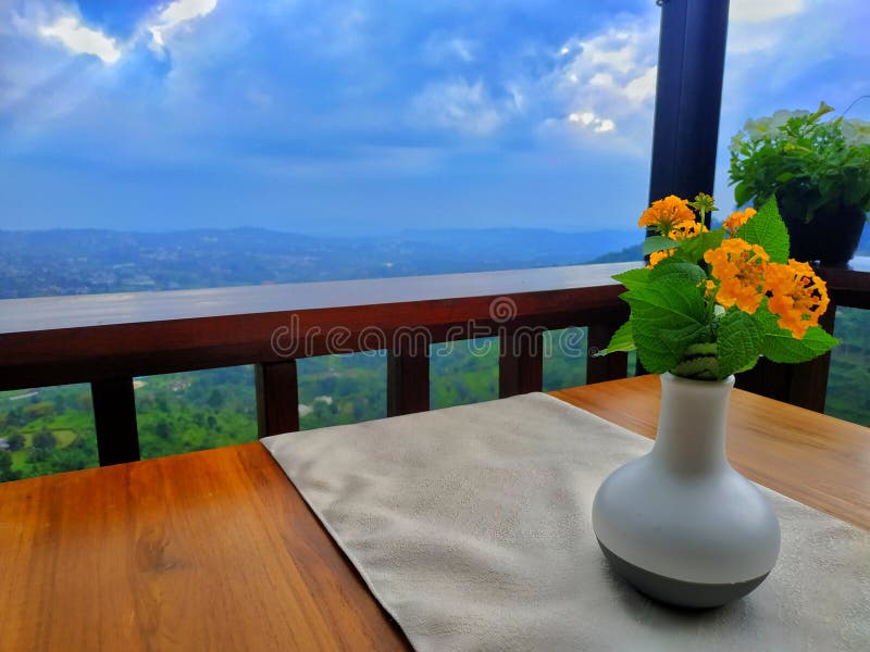 Blue sky at front table stock photo. Image of blue, table - 222462612