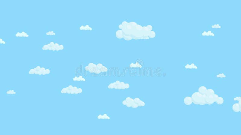 Blue Sky Full of Clouds Moving Left To Right. Cartoon Sky Background ...