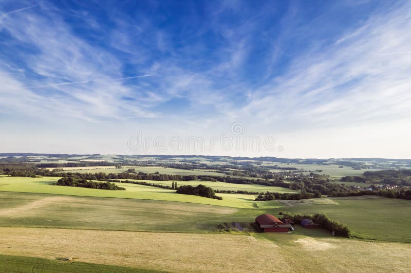 Blue Sky and Glade and Trees, a View of the Countryside from a Height ...