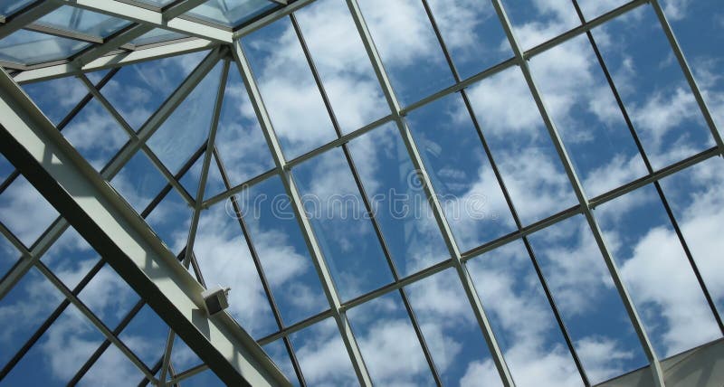 Blue Sky through Glass Windows Stock Image - Image of architecture ...
