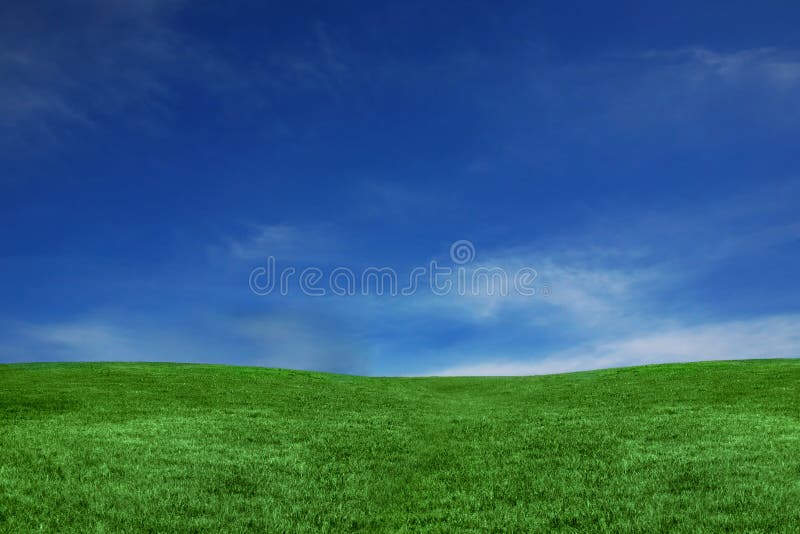Blue Sky and Green Grass Landscape Stock Photo - Image of fresh, cloudy ...