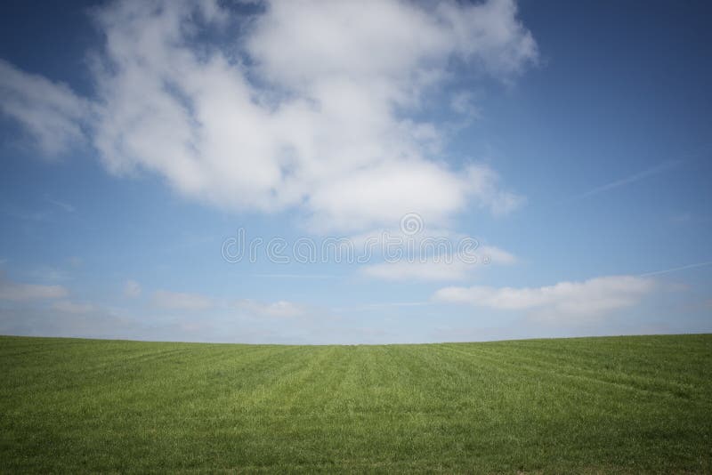 Blue Sky,green Grass,white Clouds Stock Image - Image of blue ...