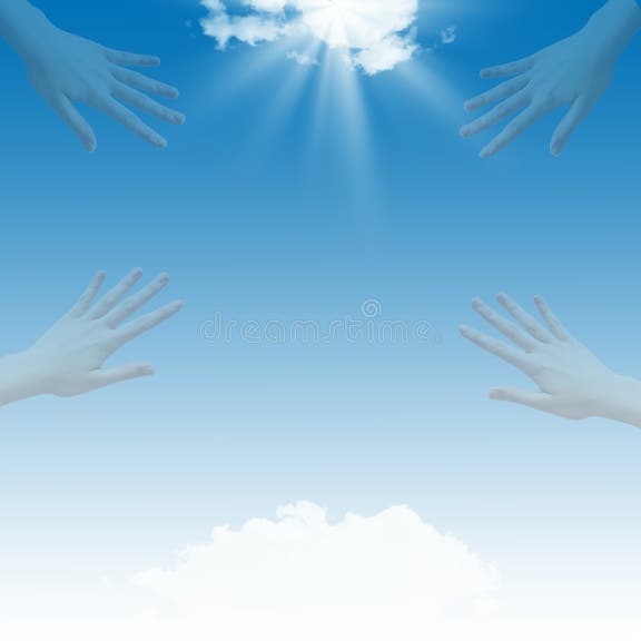Blue sky and hands stock illustration. Illustration of environment ...