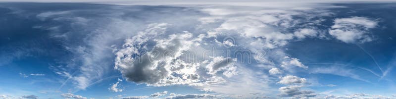 Blue Sky Hdr 360 Panorama with White Beautiful Clouds in Seamless Projection with Zenith for Use ...