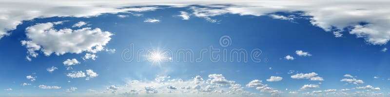 Blue Sky Hdri 360 Panorama View with Awesome White Clouds with Zenith ...