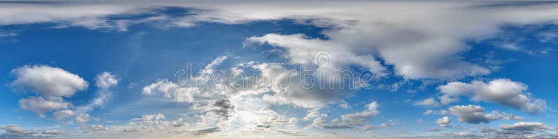 Blue Sky Hdri 360 Panorama View with Evening Clouds before Sunset in ...
