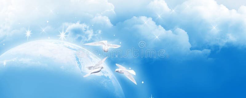 Blue sky header, banner stock illustration. Illustration of clouds ...