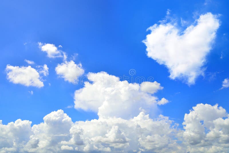 Blue Sky with Hearts Shape Clouds. Beauty Natural Background Stock ...