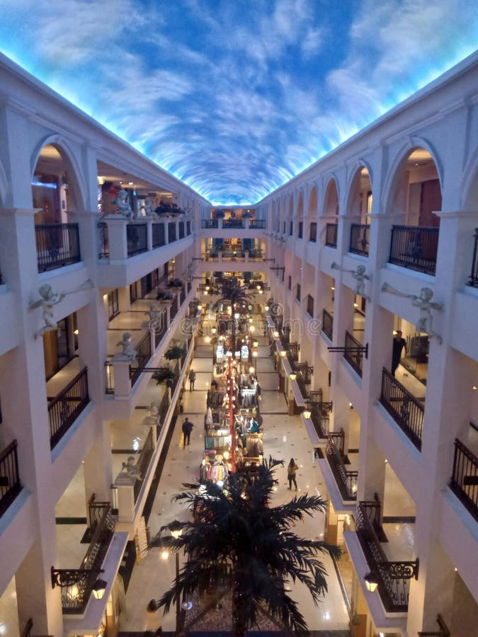 Blue Sky High Ceilings of Mall Buliding Editorial Photography - Image ...