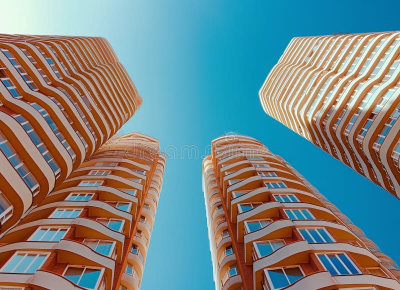 Blue Sky High Rise Building Stock Image - Image of design, exterior ...